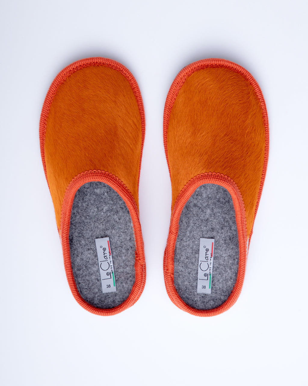 Men's Nuvola Cavallino Luxury House Slipper in Orange Calf Hair & Wool ...