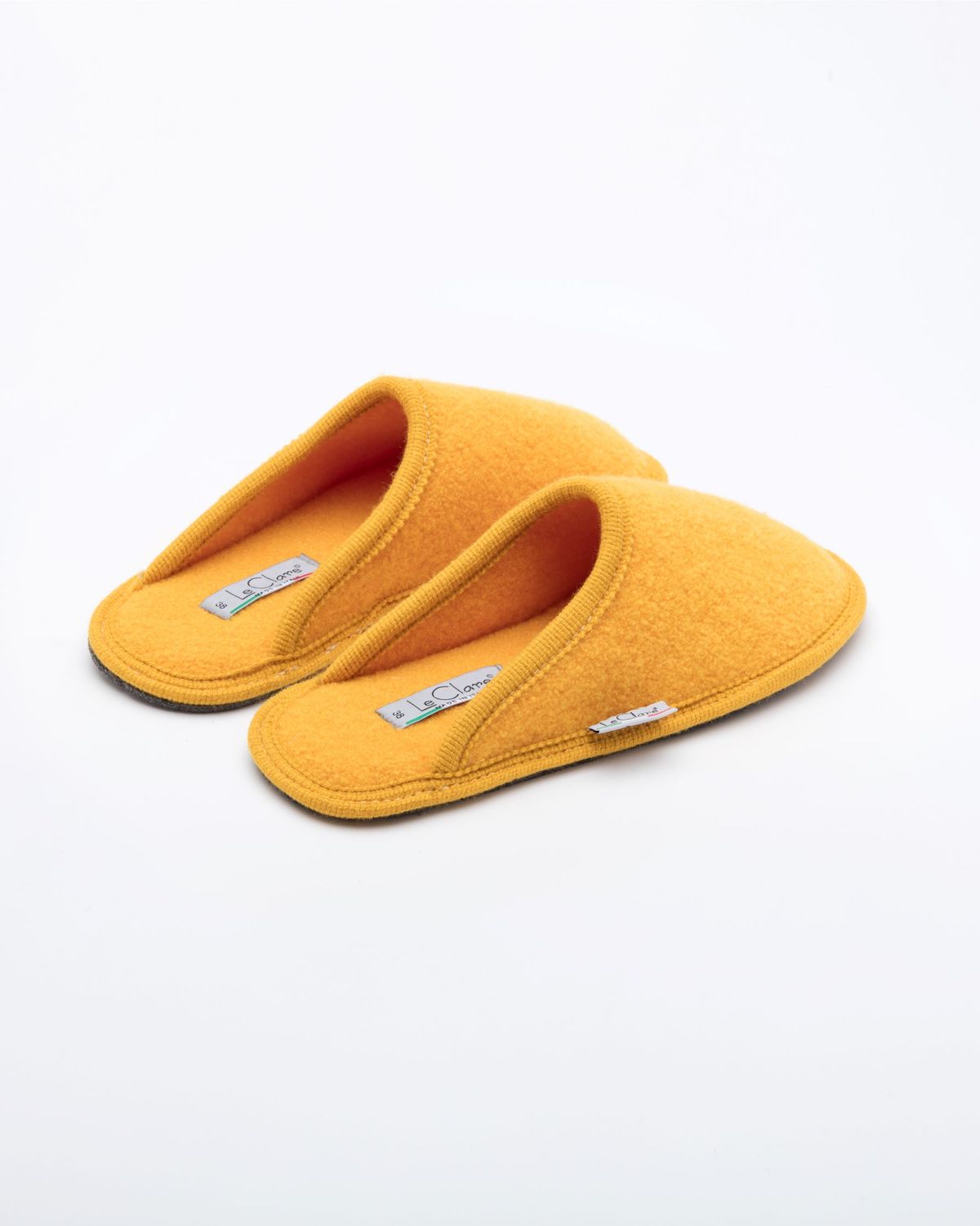 Le Clare Women's Boiled Wool Stella Slipper in Yellow | Italian ...