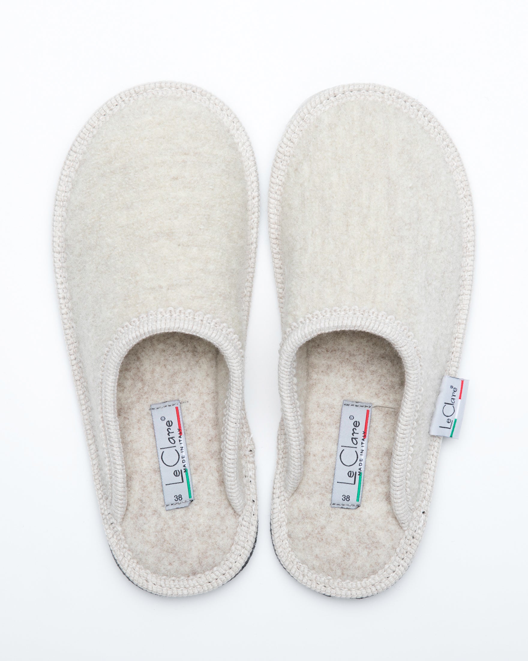 Le Clare Women's Boiled Wool Stella House Slipper in Beige | Italian ...