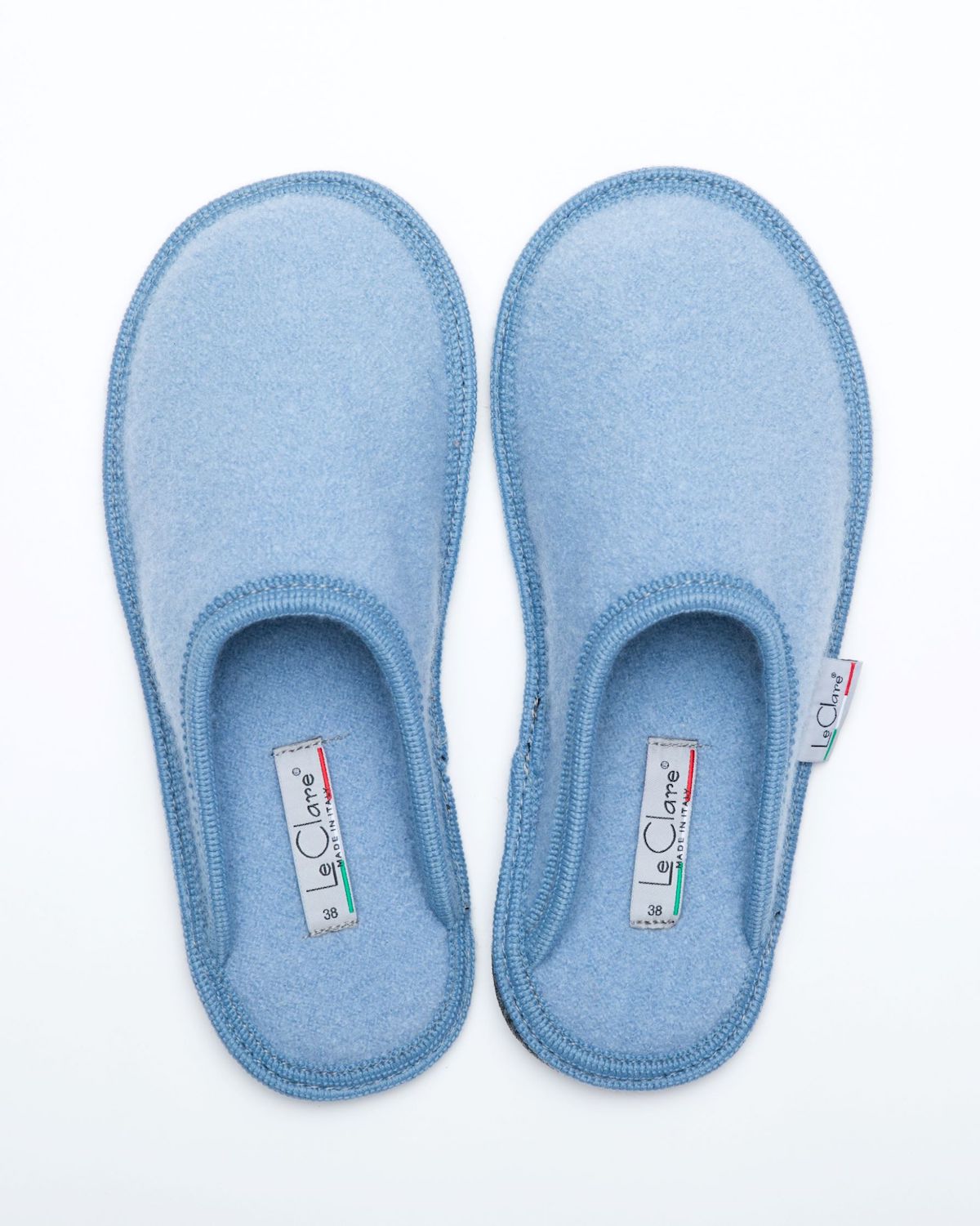 Le Clare Women's Boiled Wool Stella House Slipper in Sky Blue | Italian ...