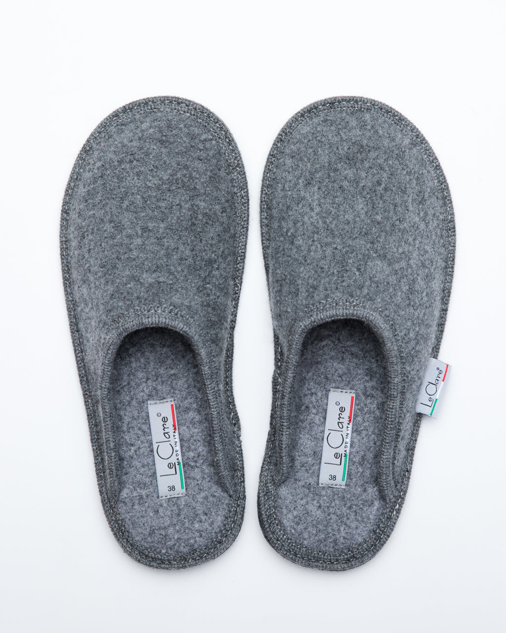 Le Clare Women's Boiled Wool Stella House Slipper in Grey | Italian ...