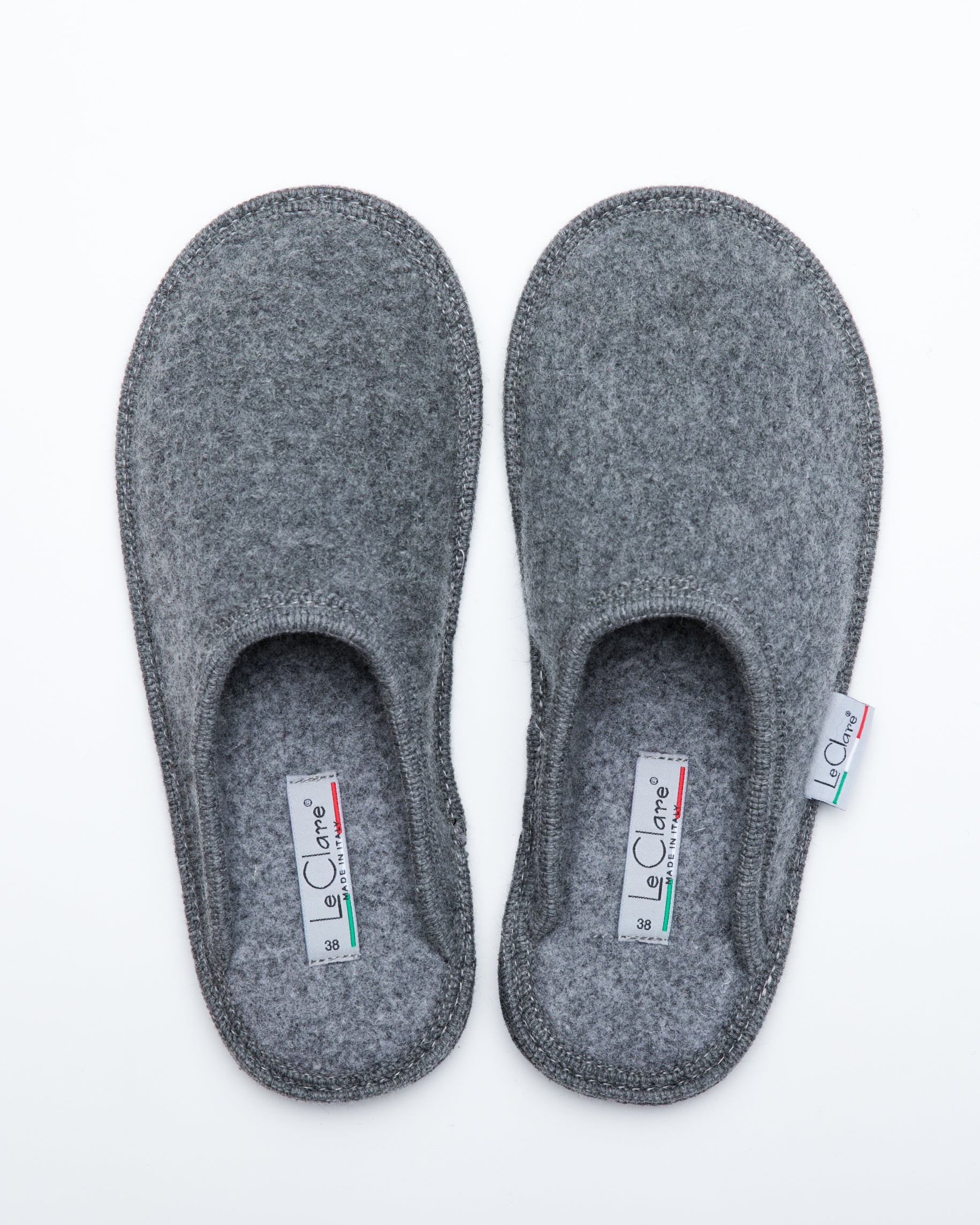 Le Clare Men's Boiled Wool Stella House Slipper in Grey | Italian ...