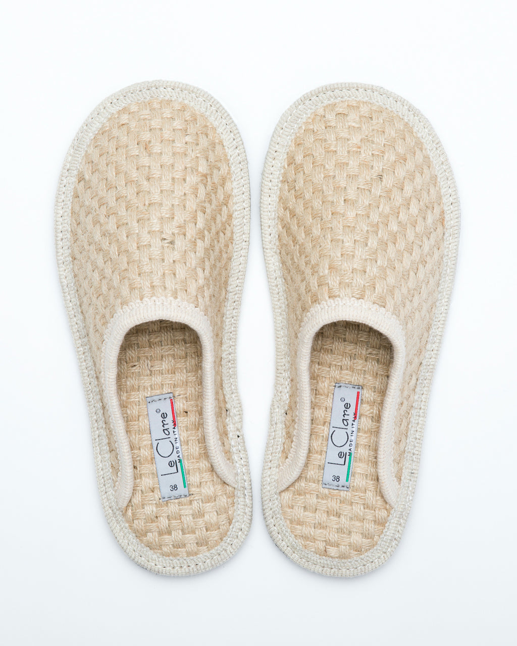 Le Clare Men's Stella Woven Hemp House Slipper in Beige | Italian ...