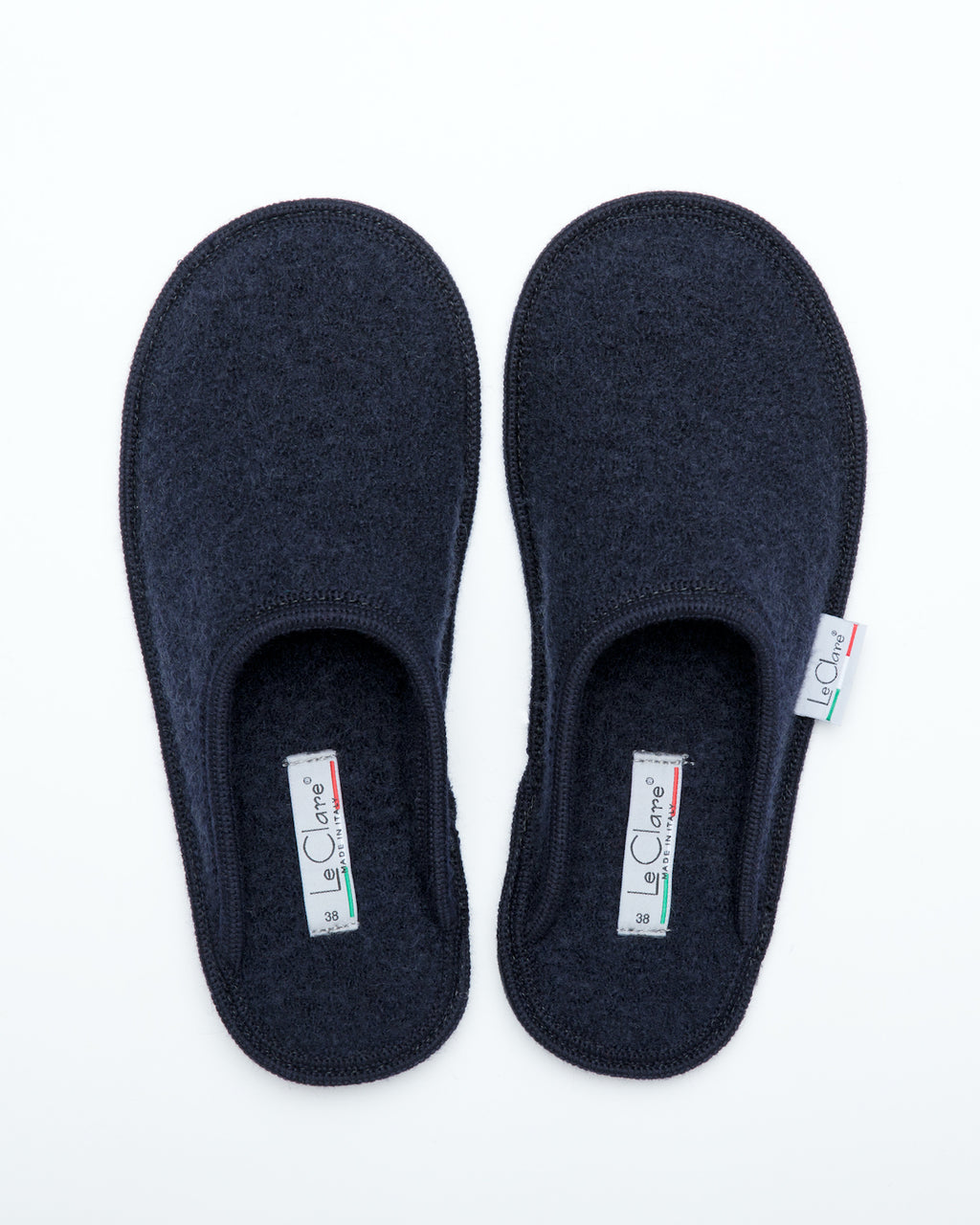 Le Clare Women's Boiled Wool Stella House Slipper in Navy | Italian ...