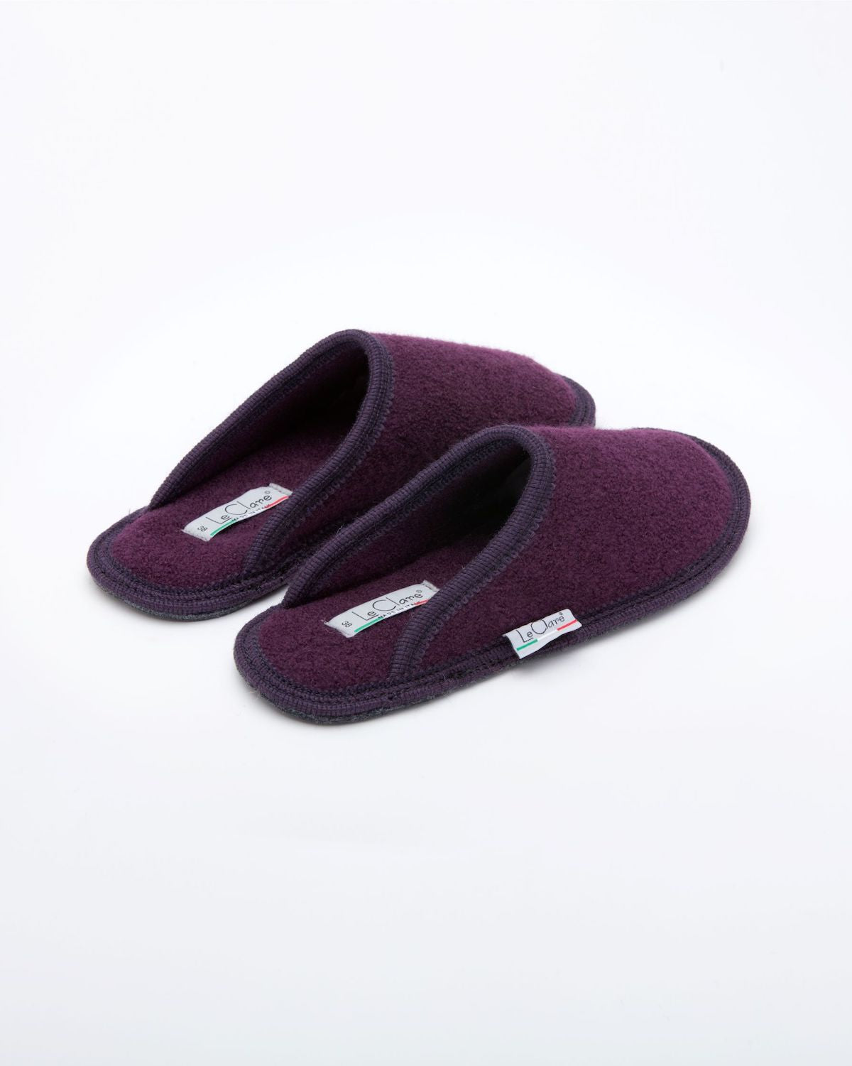 Le Clare Women's Boiled Wool Stella House Slipper in Plum | Italian ...