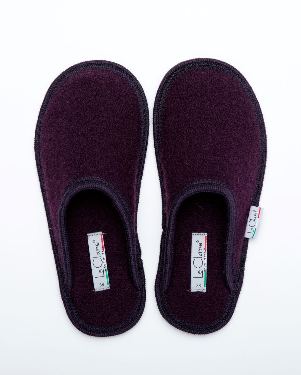 Le Clare Women's Boiled Wool Stella House Slipper in Plum | Italian ...