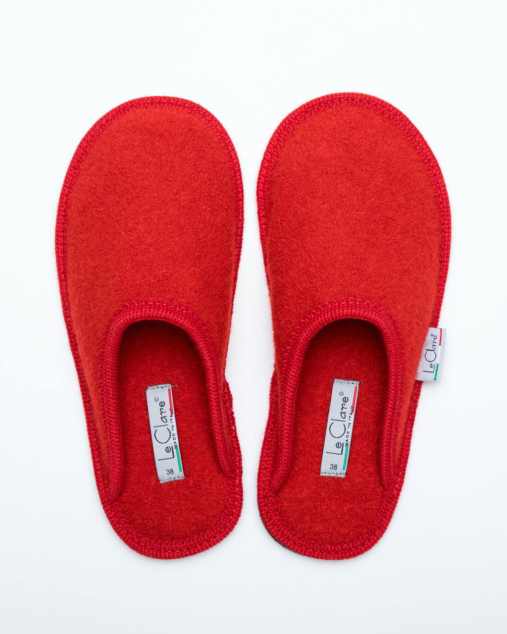 Le Clare Women's Boiled Wool Stella House Slipper in Red | Italian ...
